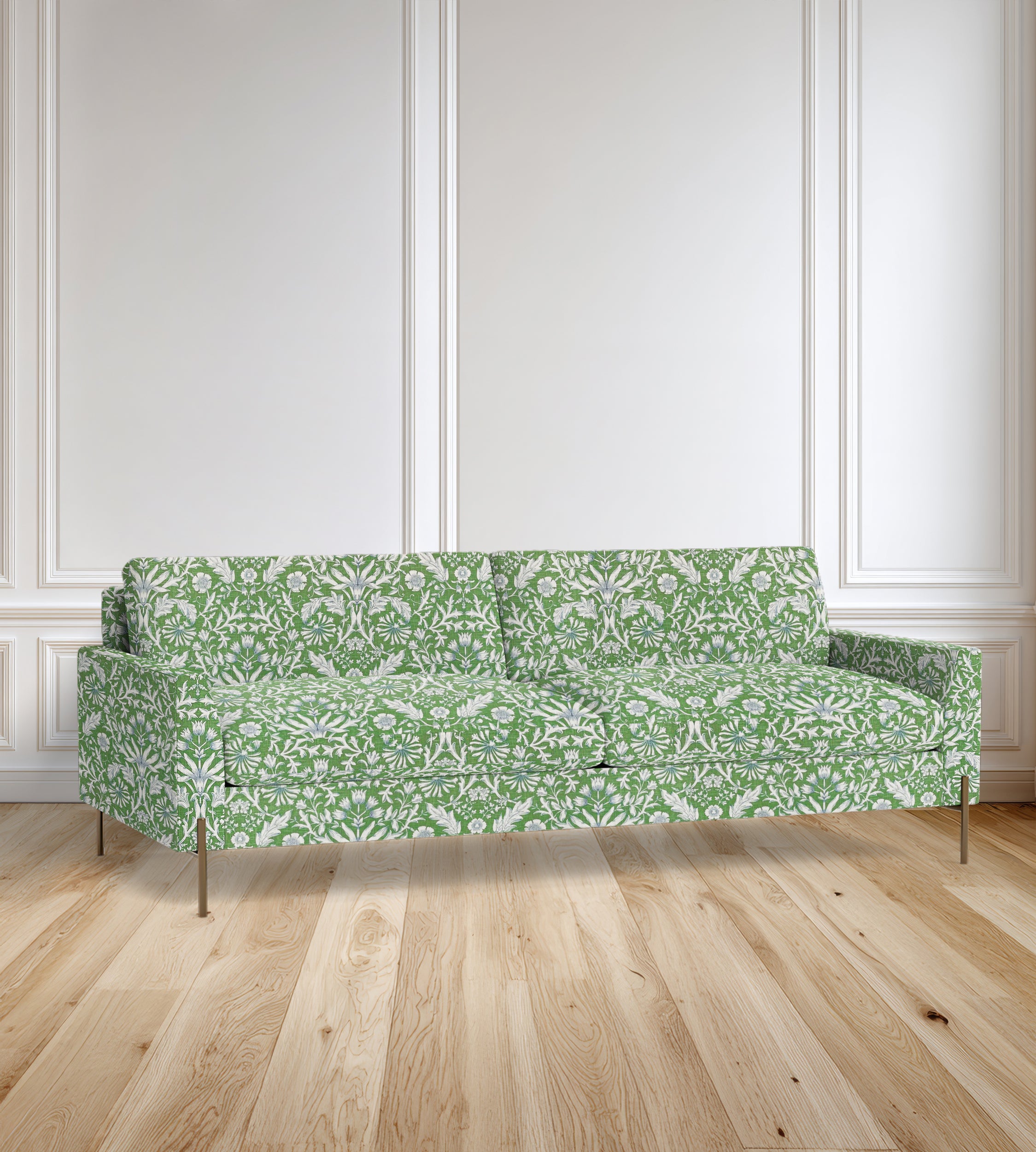 90" Granada Floral Sofa With Brass Legs – Marigold Furniture